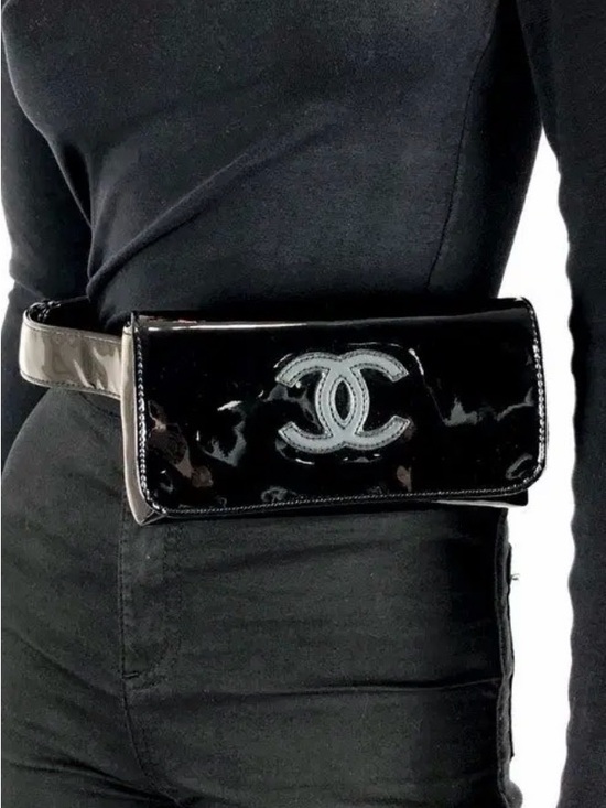 CHANEL | Bags | Chanel Black Patent Cc Logo Waist Bag | Poshmark